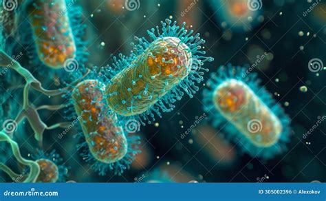 Microscopic View Of Spirillum Minus Bacteria Ai Generated Stock