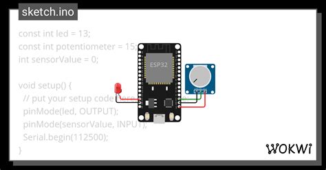 Potentiometer Blink ESP32 Ino Wokwi ESP32 STM32 Arduino Simulator