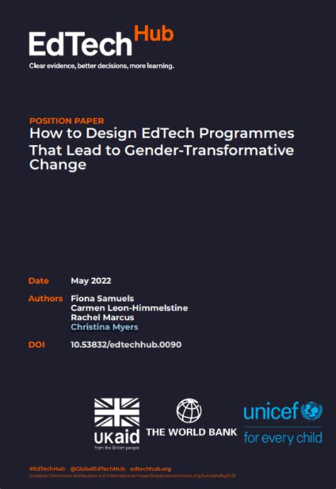 how to design edtech programmes that lead to gender transformative