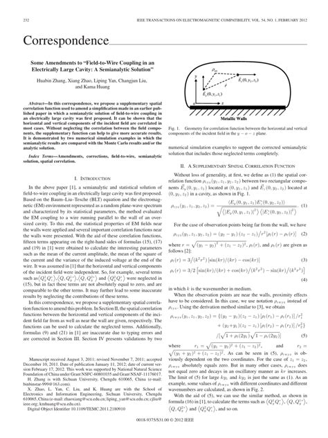 Pdf Some Amendments To “field To Wire Coupling In An Electrically Large Cavity A Semianalytic