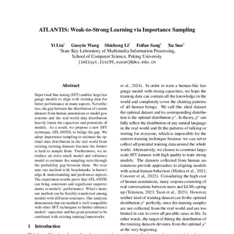 Atlantis Weak To Strong Learning Via Importance Sampling Acl Anthology
