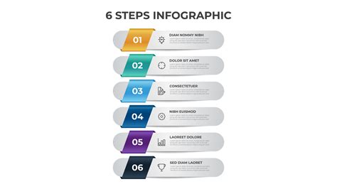 6 Points Of Steps Diagram Vertical List Layout Infographic Template