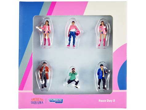 Race Day 2 6 Piece Diecast Figure Set For 164 Scale Models By Tarmac