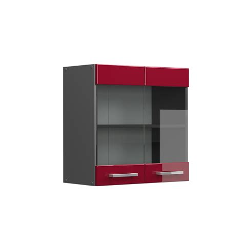 Vicco Meuble De Cuisine Haut Vitré R Line Rouge Bordeaux Haute