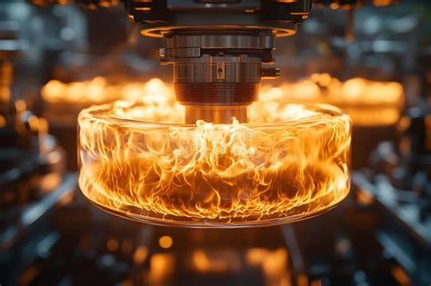 Automated Manufacturing Process With Molten Metal Ring In Industrial Setting Generative Ai Stock