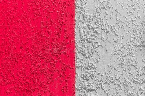 Wall Two Colors Red White Abstract Design Plaster Texture Stucco Background Sample Empty Blank