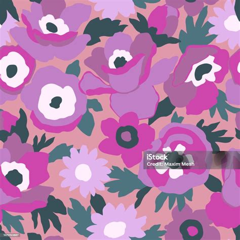 손으로 그린 꽃 무늬 분홍색 배경에 분홍색 모란 새싹 벽지 인쇄 포스터 엽서 전화 케이스 배너 직물 섬유에 대 한 귀여운 꽃 미적 구성 0명에 대한 스톡 벡터 아트 및 기타