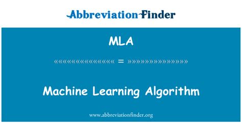 Mla 代表 机器学习算法 Machine Learning Algorithm