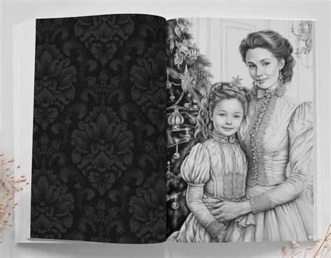 Victorian Christmas Coloring Book Grayscale Printbook Monsoon