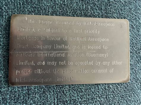 Airtours International Engine Data Plate Doors2manual