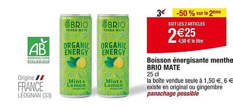 Promo Boisson énergisante Menthe Brio Mate Chez Cora Icataloguefr