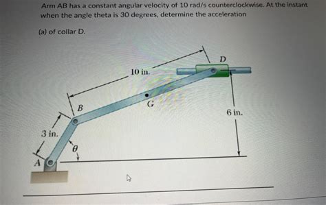 Solved Arm AB Has A Constant Angular Velocity Of Rads Chegg