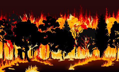 Forest Fire Burning Trees And Grass Background 20402558 Vector Art At Vecteezy