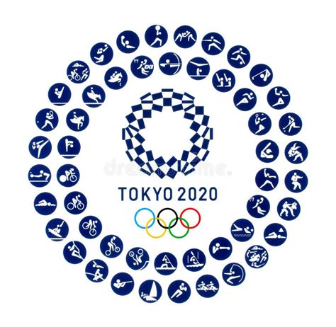 2020年夏季奥林匹克运动会官方标志及各种体育标志 图库摄影片 图片 包括有 金子 日语 纸张 运动员 165848237