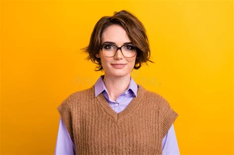 Photo Of Good Mood Smart Girl With Bob Hairdo Dressed Knitwear