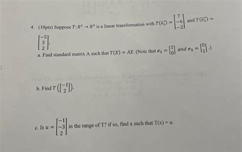 Solved Pts Suppose T R R Is A Linear Transformation Chegg