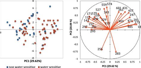 Pca Scatter And Loadings Plot Of Esi Ms Negative Mode Data Of Samples