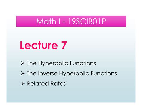 SOLUTION Lecture The Hyperbolic Functions Studypool