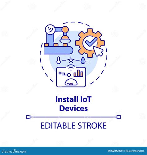 2d Colorful Thin Linear Icon Install Iot Devices Concept Stock Vector Illustration Of