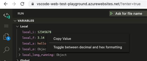 No Variables Context Menus In Web · Issue 107310 · Microsoftvscode · Github