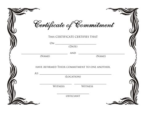 Certificate Of Commitment Template Black Download Printable Pdf