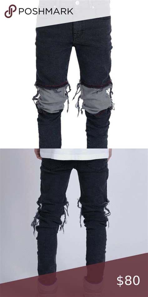 Lakenzie Mens Contrast Knee Patch Denim Black