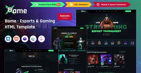 Bame Esports And Gaming Html Template Site Templates Ft Boosting