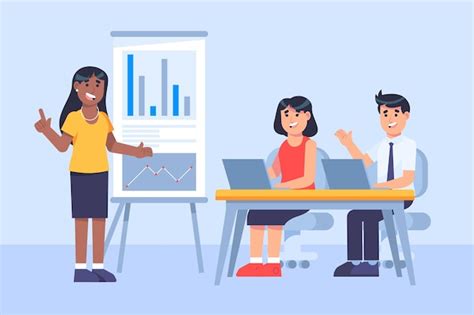 비즈니스 교육 그림에 플랫 사람들 무료 벡터