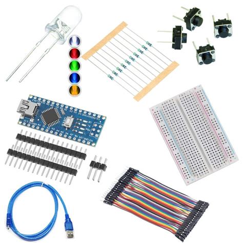Kit De Electrónica Básica Con Tarjeta Nano Protoboard Led Dupont