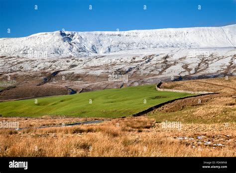 The Snowcapped Peak Of Whernside In The Yorkshire Dales Ribblehead