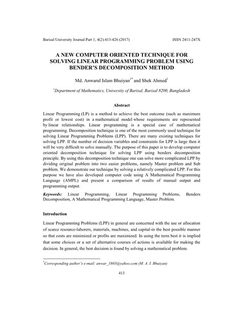 a new computer oriented technique for solving linear programming