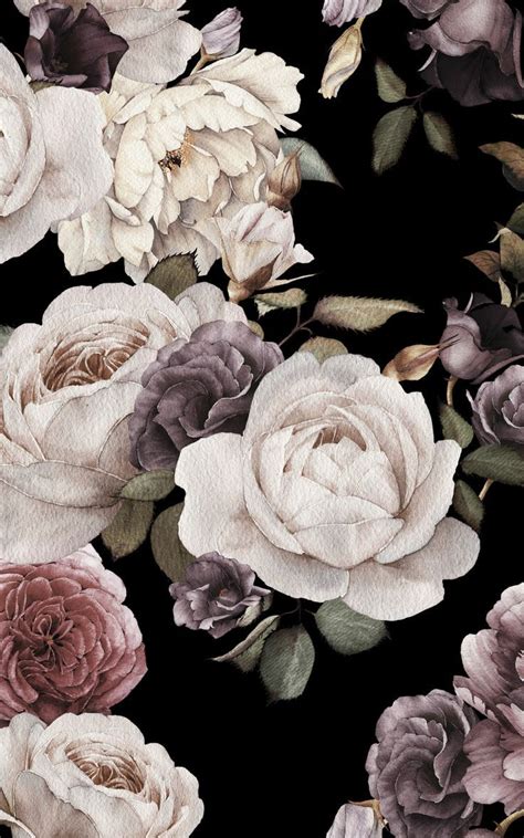 Purple And Pink Dark Floral Wallpaper Mural Hovia Uk Vintage Floral
