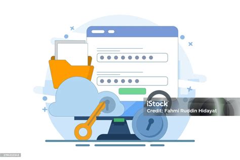 Cloud Security System Concept Data Stored On Secure Cloud Server Cloud Storage Password
