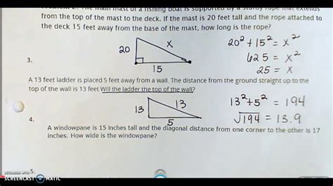 Pythagorean Theorem Word Problems Examples