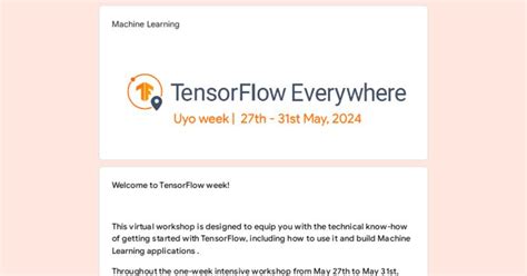 Join Tensorflow Week Uyo 2024 Machine Learning Uyo Posted On The