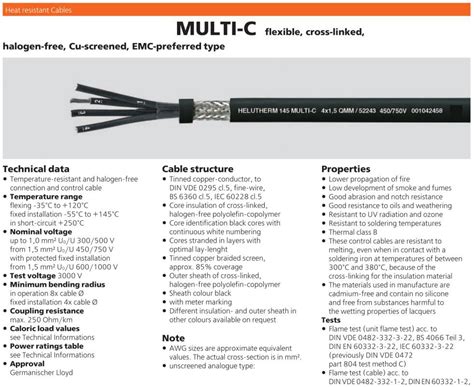 Flexible Cross Linked Halogen Free Polyolefin Copolymer Cu Screened Emc Multi C Heat Resistant Cable