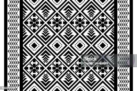 Desain Pola Mulus Etnis Geometris Hitam Dan Putih Untuk Wallpaper Latar
