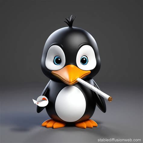 Linux Penguin Tux Logo On Black Background Stable Diffusion Online