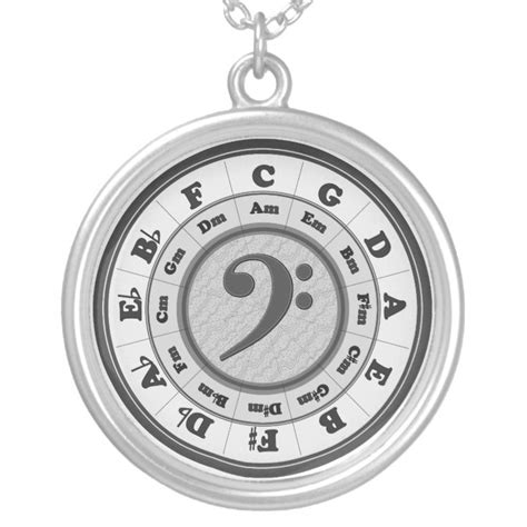 Music Circle Of Fifths Bass Clef Version Silver Plated Necklace Zazzle