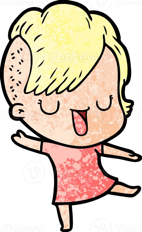Cute Cartoon Girl With Hipster Haircut 45082422 Png