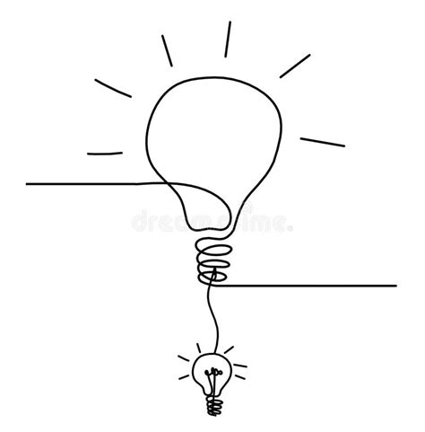 Abstract Light Bulb With Light Bulb As Line Drawing On White Stock