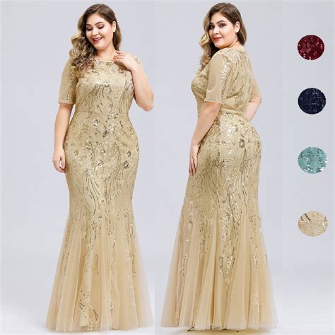 Plus Size Gold Evening Gowns Dresses Images 2022