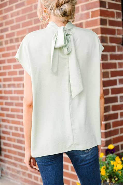 Take A Look Sage Green Blouse Shop The Mint