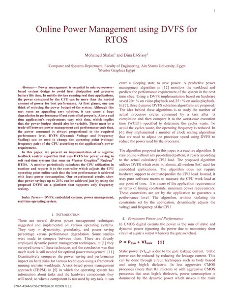 PDF Online Power Management Using DVFS For RTOS
