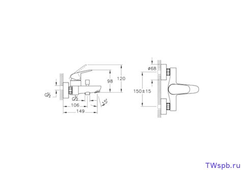 Смеситель для ванны, VitrA A43057EXP — T-WAY