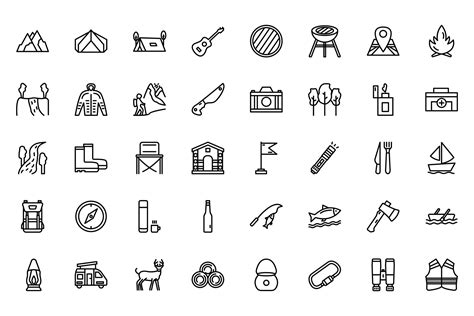 40 Element Camping Icon Set For Your Design 37043484 Vector Art At Vecteezy