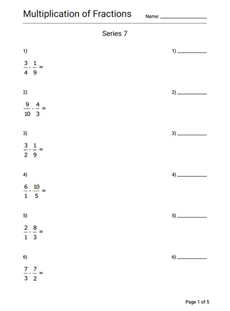 Math Fractions Multiplication Practice Worksheet Series 7 Geek Slop