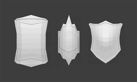 30 Low Poly Medieval Fantasy Shield Base Mesh Shapes Imm Brush 3d Model