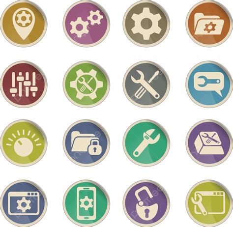 Settings Icon Set Key Folder Lock Vector Vector Key Folder Lock