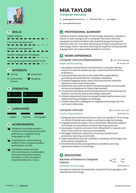 10 Computer Instructor Resume Samples And Templates For 2025